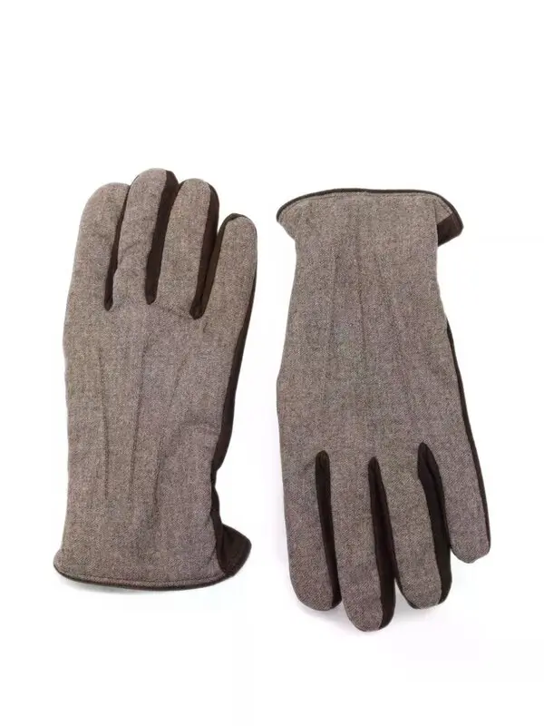 GRAN SASSO Panelled Elasticated-cuff Gloves - Neutrals