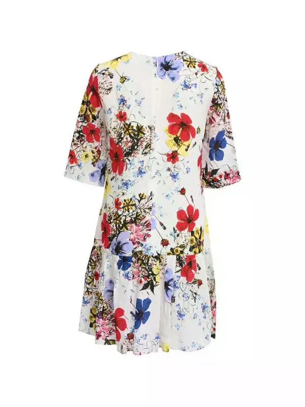 Erdem Floral-print Silk Mini Dress - Neutrals