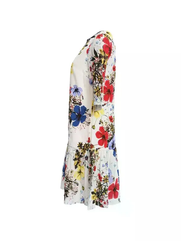 Erdem Floral-print Silk Mini Dress - Neutrals