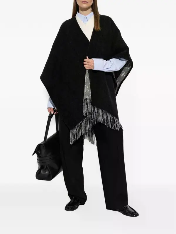 JIMMY CHOO Monogram-pattern Fringed Poncho