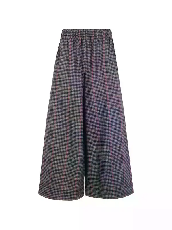 DANIELA GREGIS Check Wool Palazzo Pants