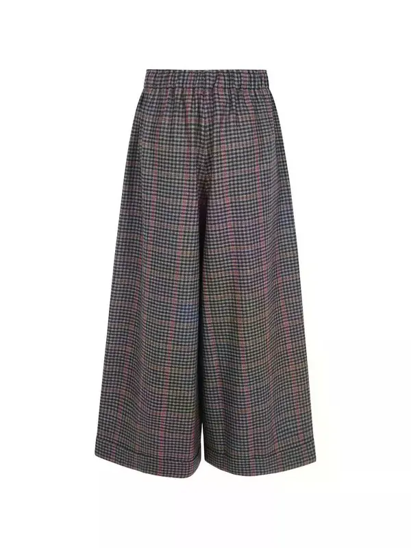 DANIELA GREGIS Check Wool Palazzo Pants