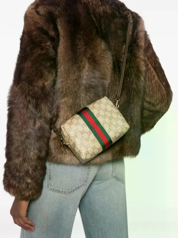 Gucci Gg Supreme Web-stripe Clutch Bag