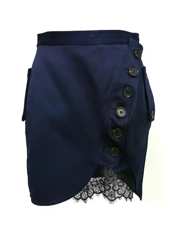 SELF-PORTRAIT Lace-trim Buttoned Mini Skirt