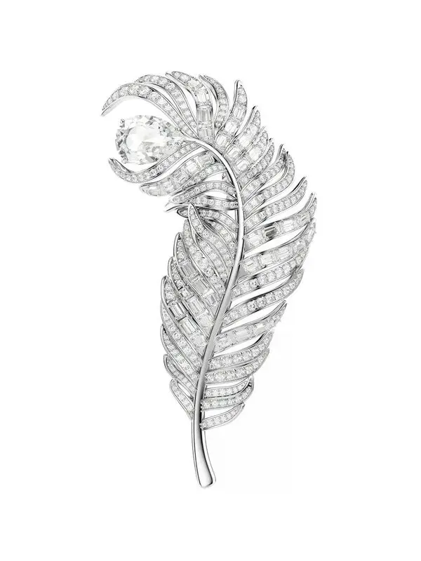 SWAROVSKI Vienna Crystal-embellished Feather Brooch - Silver