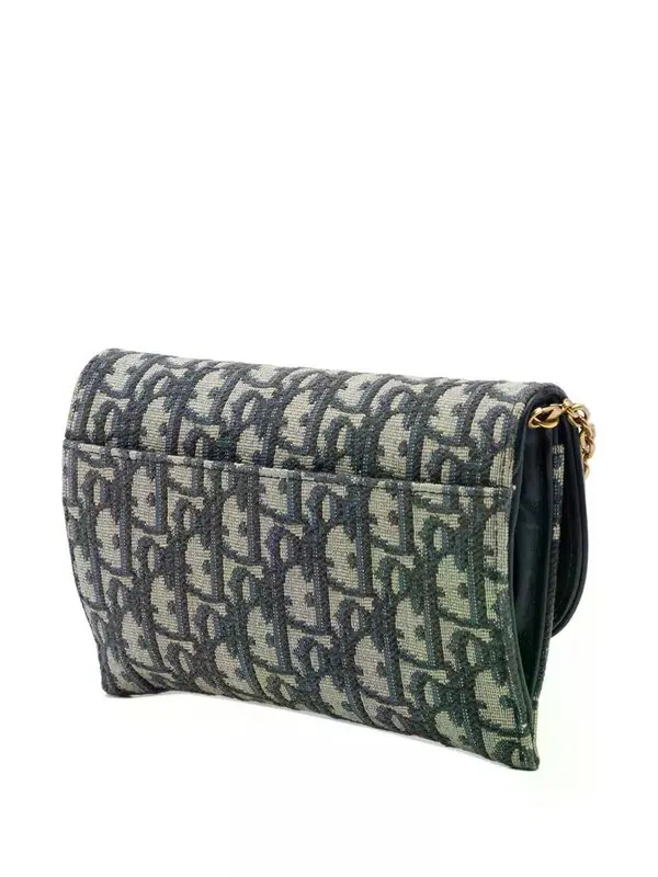 Dior Oblique Canvas Saddle Wallet On Chain Cross Body Bag - Blue