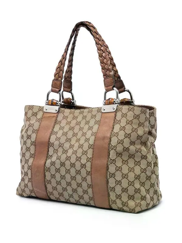 Gucci 2016-2026 Medium Gg Canvas Bamboo Libeccio Tote Bag