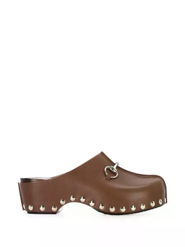 Gucci Leather Platform Clogs With Horsebit