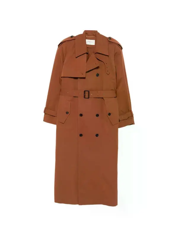 Saint Laurent Double-breasted Belted Trench Coat - Brown