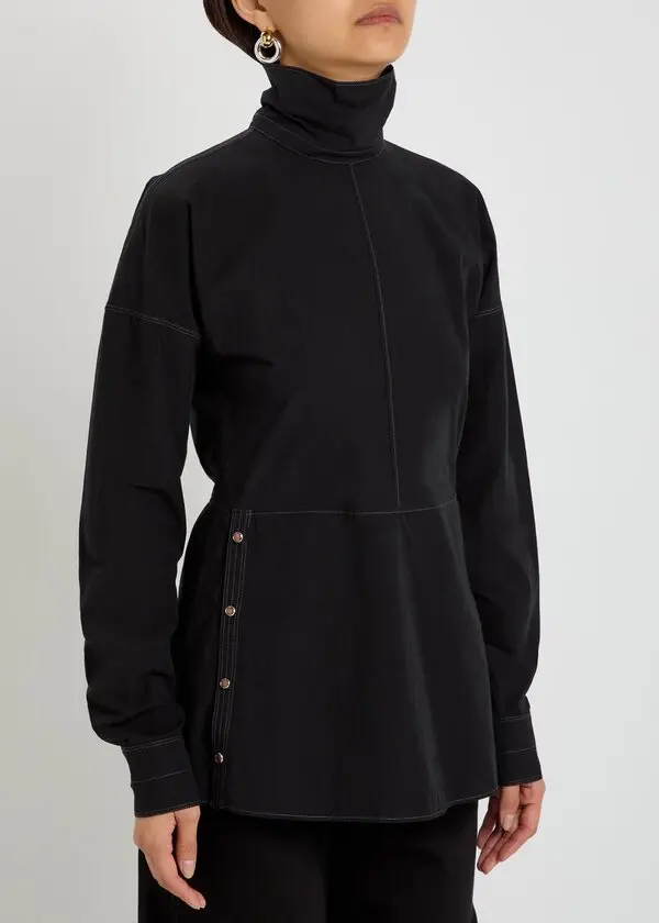 LEMAIRE Cotton-crepe Press-stud Top - Black