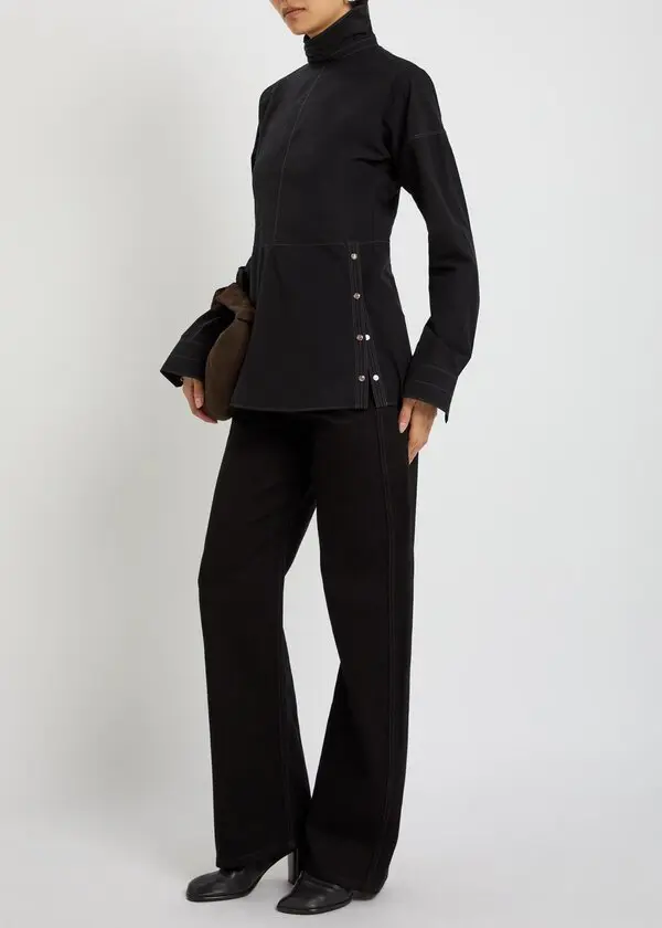 LEMAIRE Cotton-crepe Press-stud Top - Black