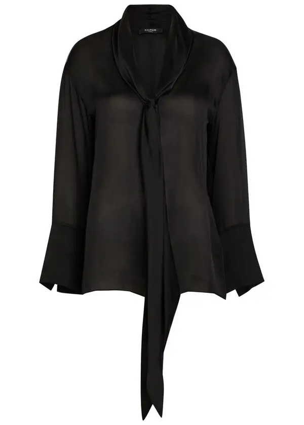 Balmain Scarf-effect Silk Blouse