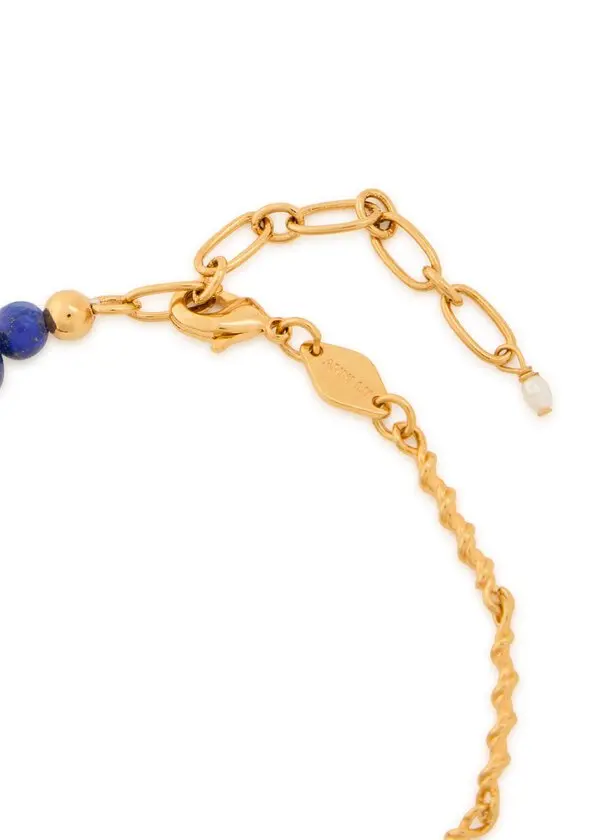 Anni Lu Deep Blue Beaded 18kt -plated Bracelet