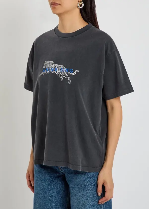 ANINE BING Cade Leopard Cotton T-shirt