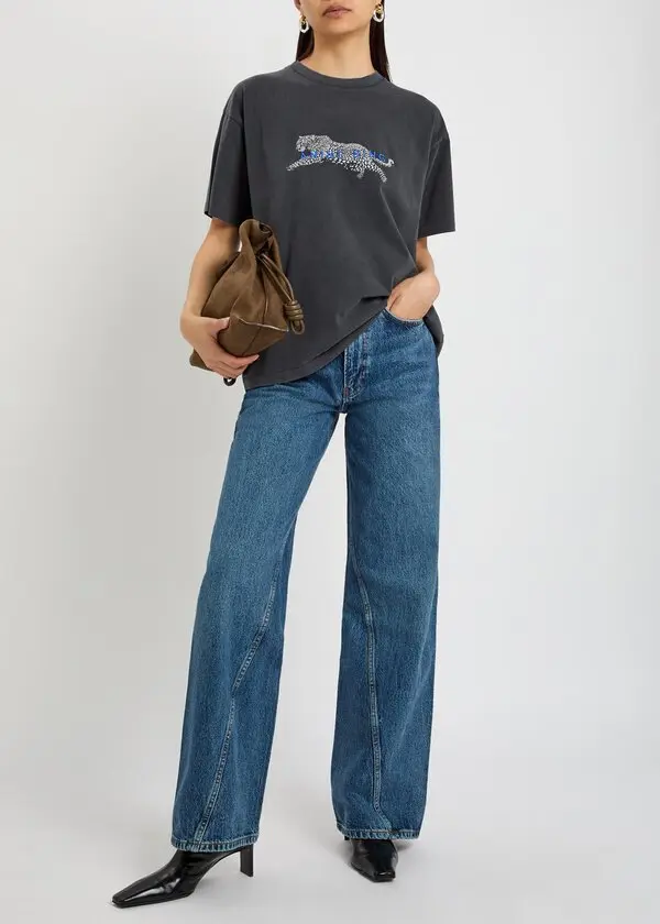 ANINE BING Cade Leopard Cotton T-shirt