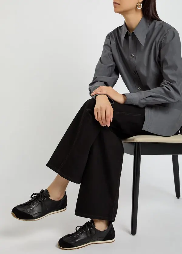LEMAIRE Gummy Grip Panelled Leather Sneakers - Black