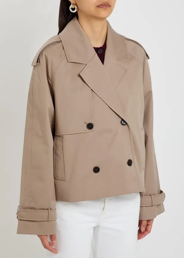 ANINE BING Rickie Cropped Stretch-cotton Trench