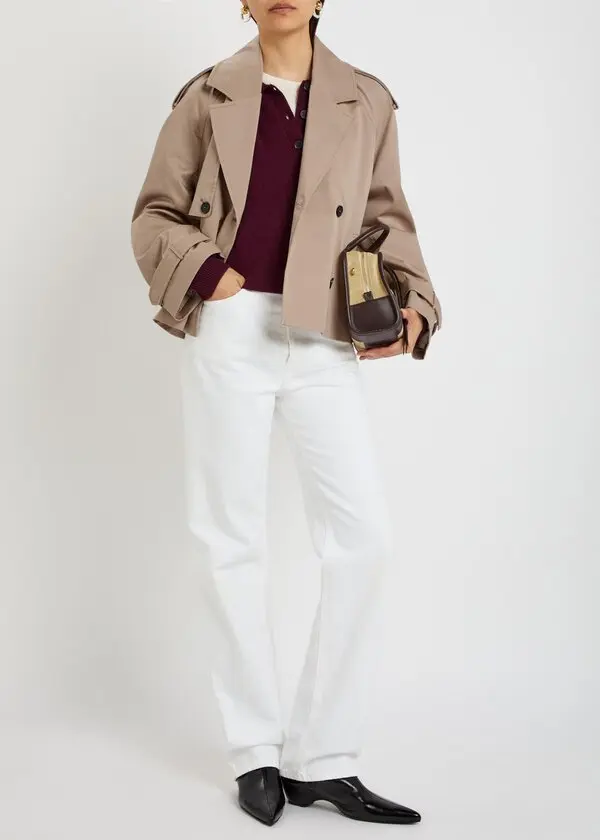 ANINE BING Rickie Cropped Stretch-cotton Trench