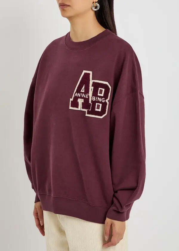 ANINE BING Miles Logo-appliquéd Cotton Sweatshirt