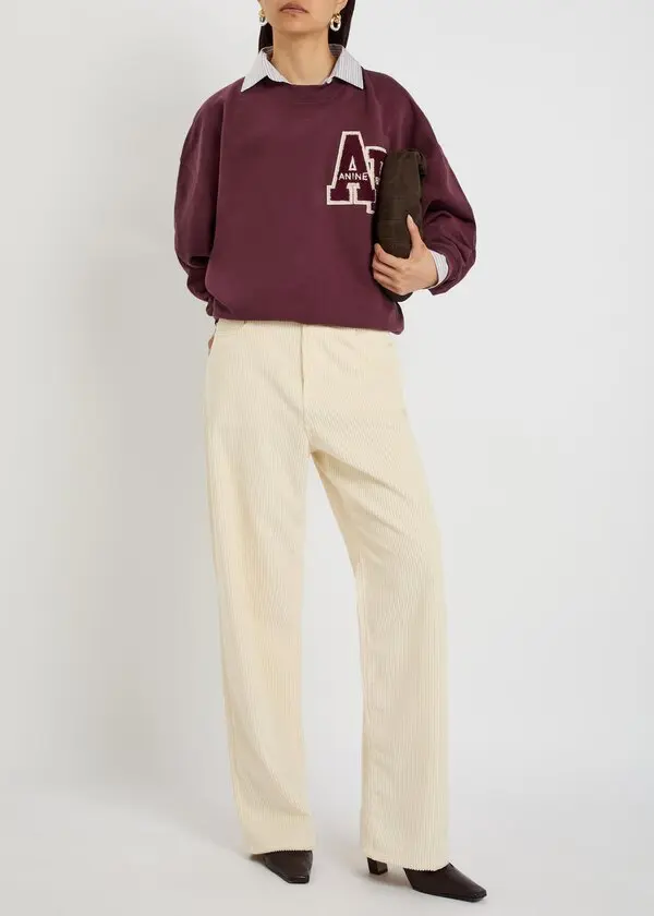 ANINE BING Miles Logo-appliquéd Cotton Sweatshirt