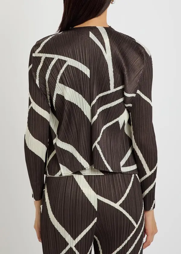 Issey Miyake Pleated Printed Woven Cardigan