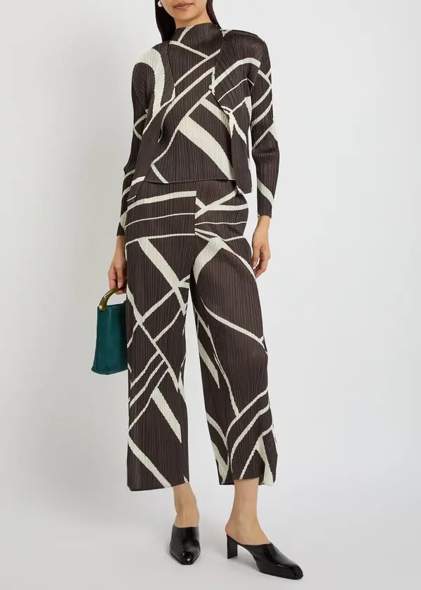 Issey Miyake Pleated Printed Woven Cardigan