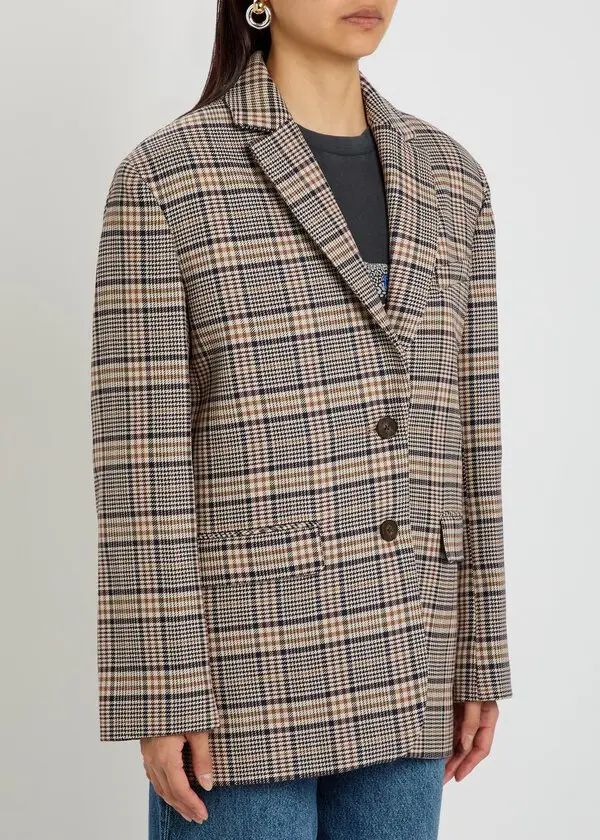 ANINE BING Quinn Checked Oversized Blazer