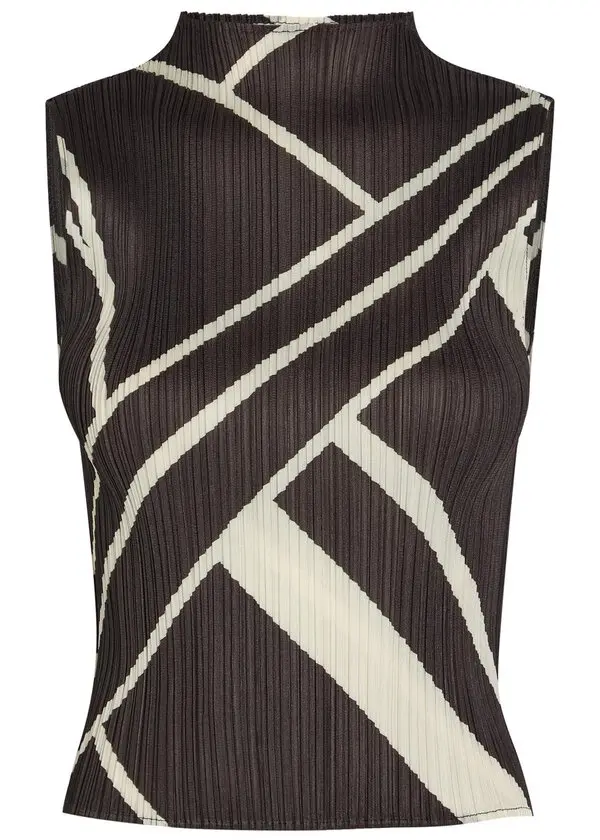 Issey Miyake Pleated Printed Woven Top