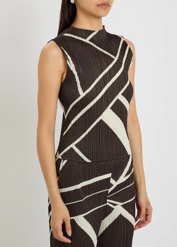 Issey Miyake Pleated Printed Woven Top