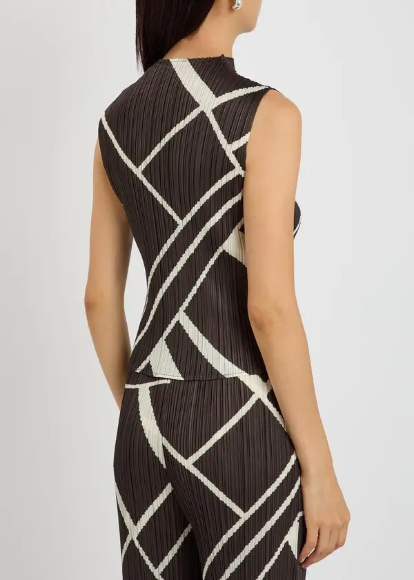 Issey Miyake Pleated Printed Woven Top