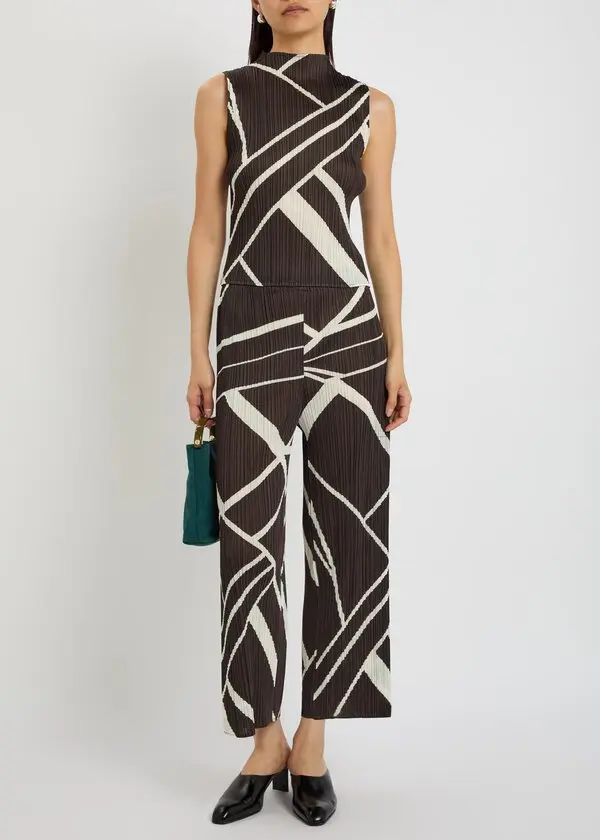 Issey Miyake Pleated Printed Woven Top