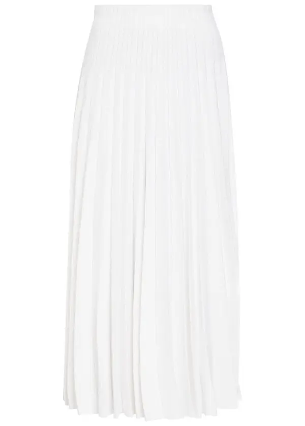 Balmain Pleated Close-knit Midi Skirt