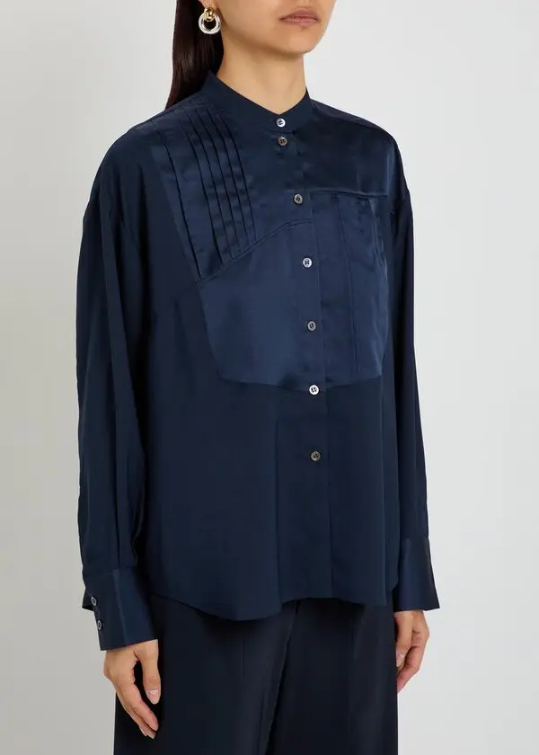 High Gizmo Panelled Satin-crepe Blouse