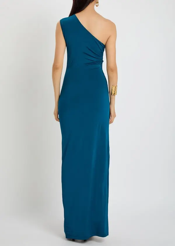Balmain Ruched Stretch-jersey Maxi Dress