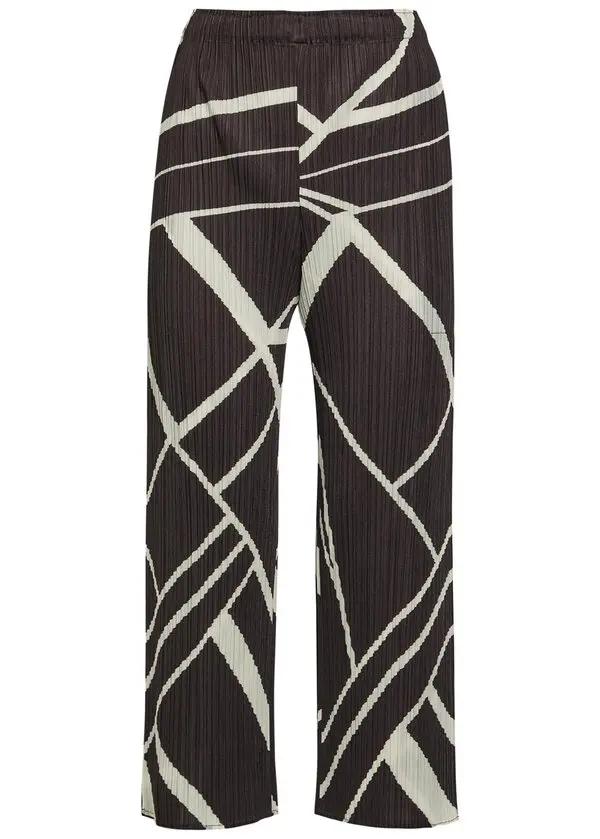 Issey Miyake Pleated Printed Woven Cropped Trousers - Charcoal