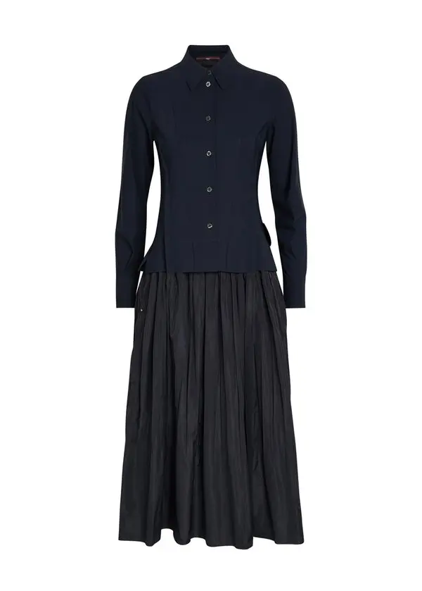 High Stretch-nylon Midi Shirt Dress