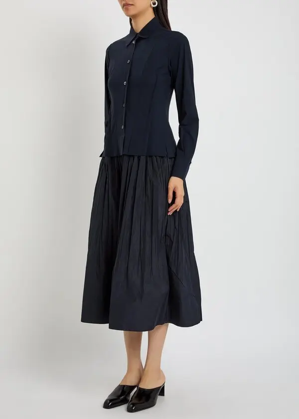 High Stretch-nylon Midi Shirt Dress
