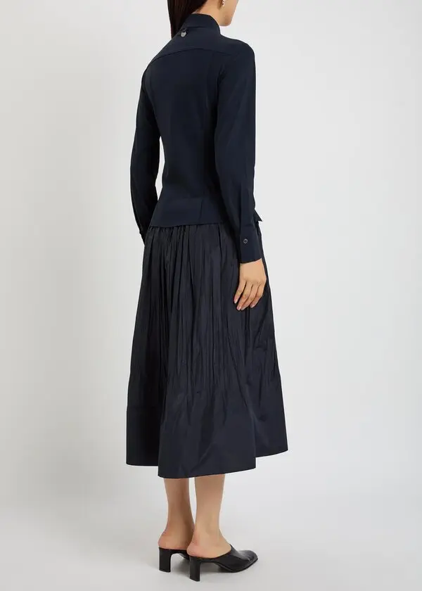 High Stretch-nylon Midi Shirt Dress