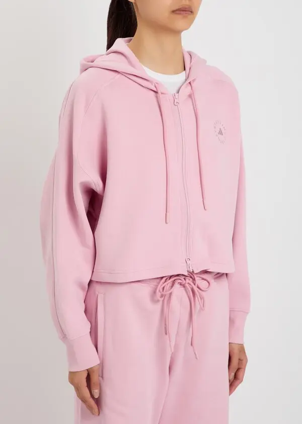 Stella McCartney Adidas X Logo Hooded Cropped Cotton-blend Sweatshirt