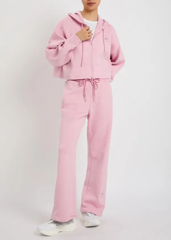 Stella McCartney Adidas X Logo Hooded Cropped Cotton-blend Sweatshirt
