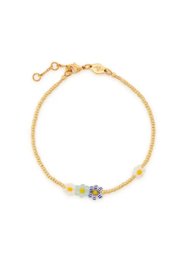 Anni Lu Bluebell Bloom Beaded 18kt -plated Bracelet