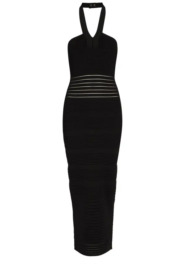 Balmain Ribbed Knit Midi Dress