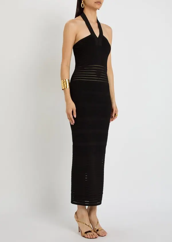 Balmain Ribbed Knit Midi Dress