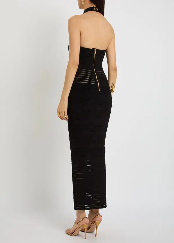 Balmain Ribbed Knit Midi Dress