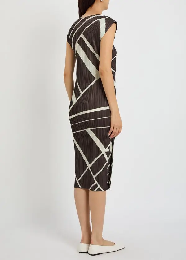 Issey Miyake Pleated Printed Woven Midi Dress