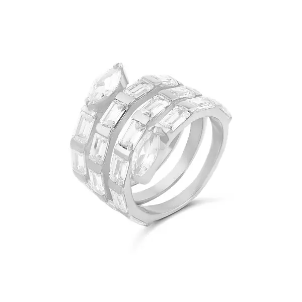 SHYMI Baguette Statet Swirl Ring - Silver