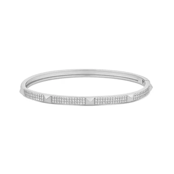SHYMI Pave Studded Three Row Bangle - Silver