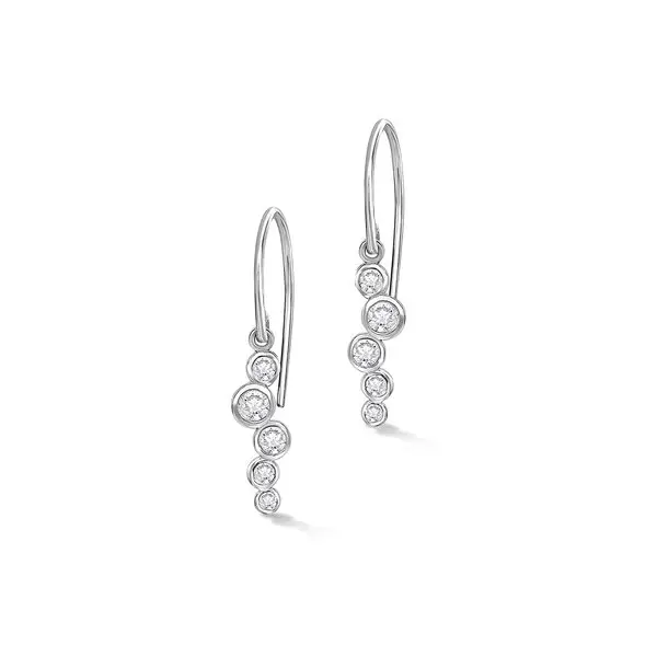 DOWER & HALL Solid Gold And Diamonds Small Cascade Drop Earrings - Silver