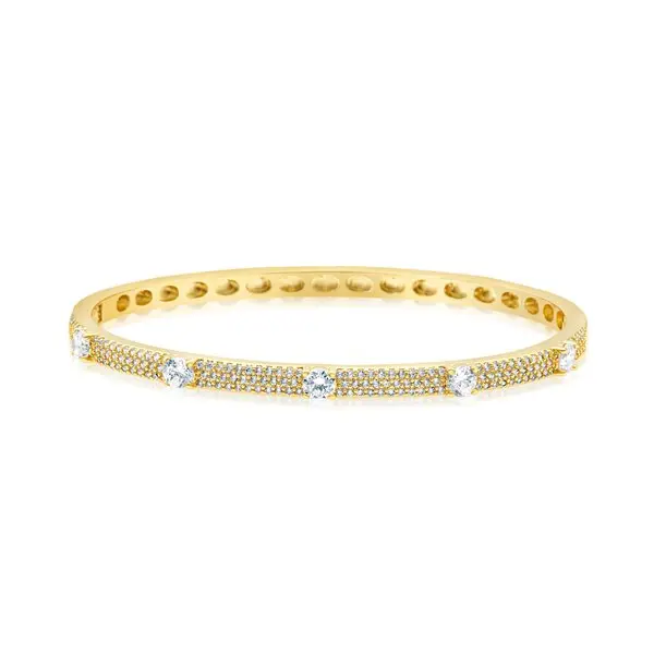 SHYMI Slim Pave Round Stone Bangle - Gold