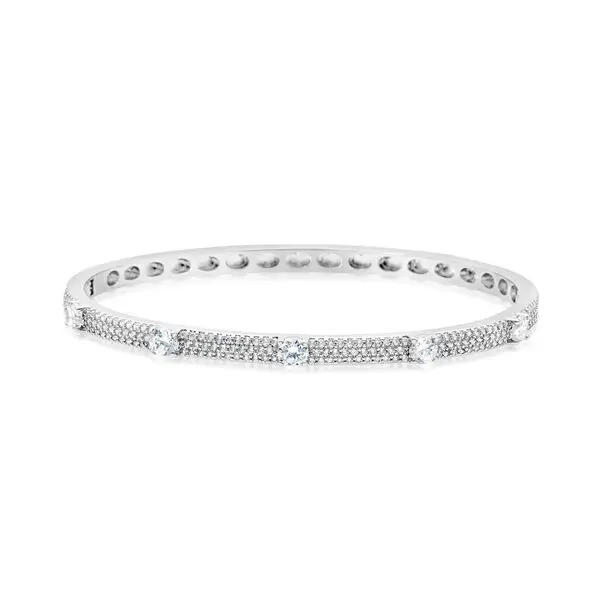SHYMI Slim Pave Round Stone Bangle - Silver